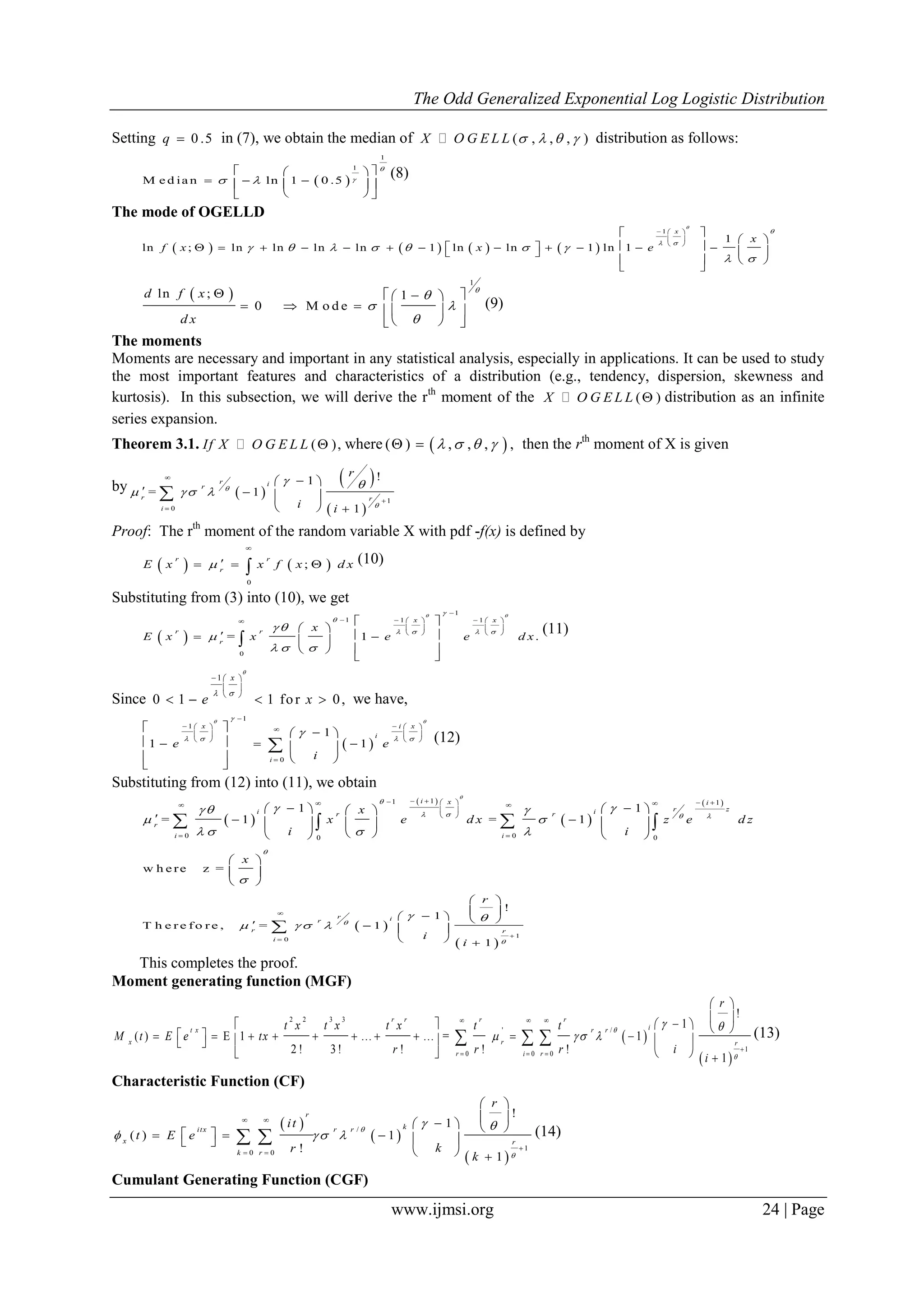 The Odd Generalized Exponential Log Logistic Distribution Pdf