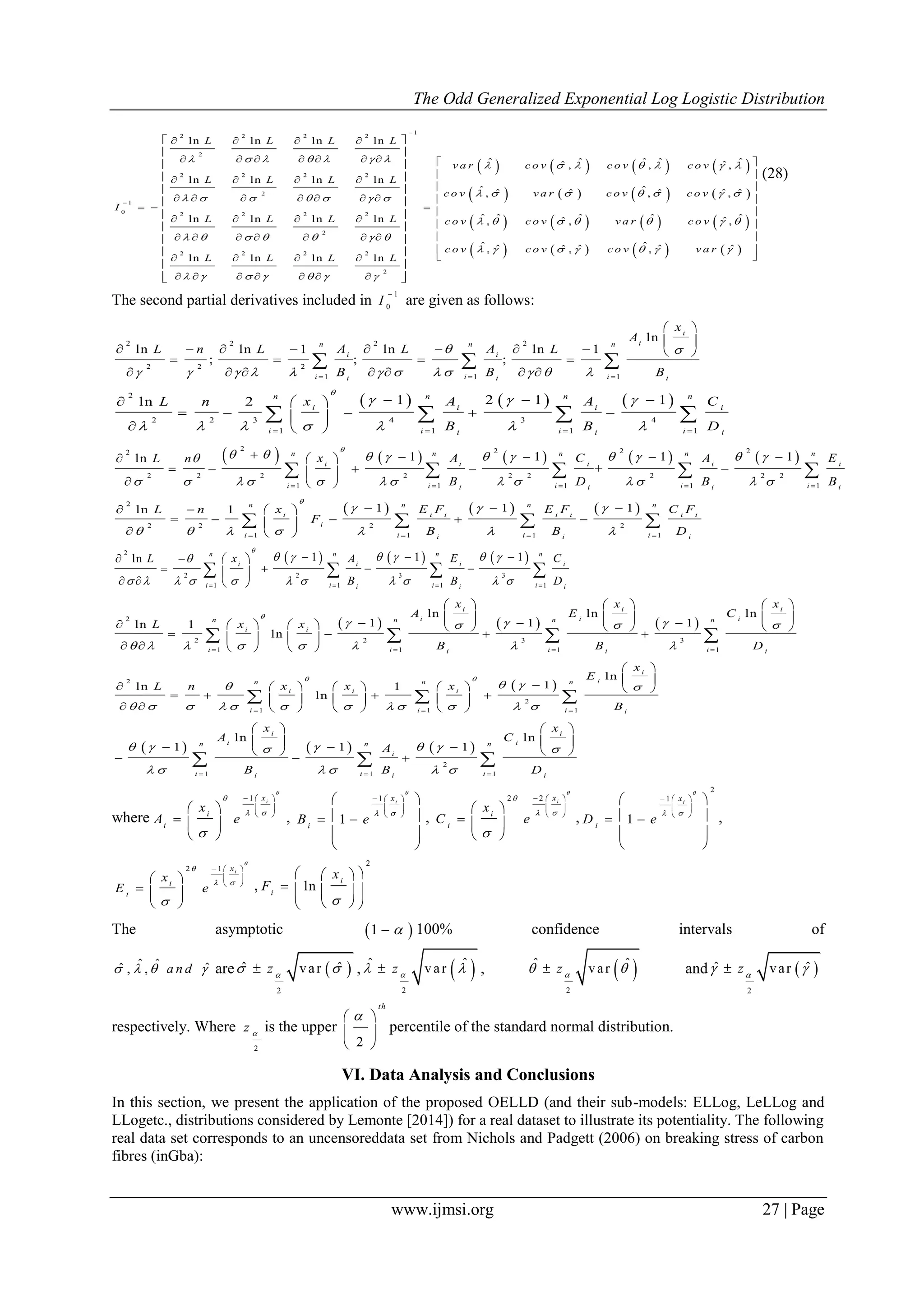 The Odd Generalized Exponential Log Logistic Distribution Pdf Science