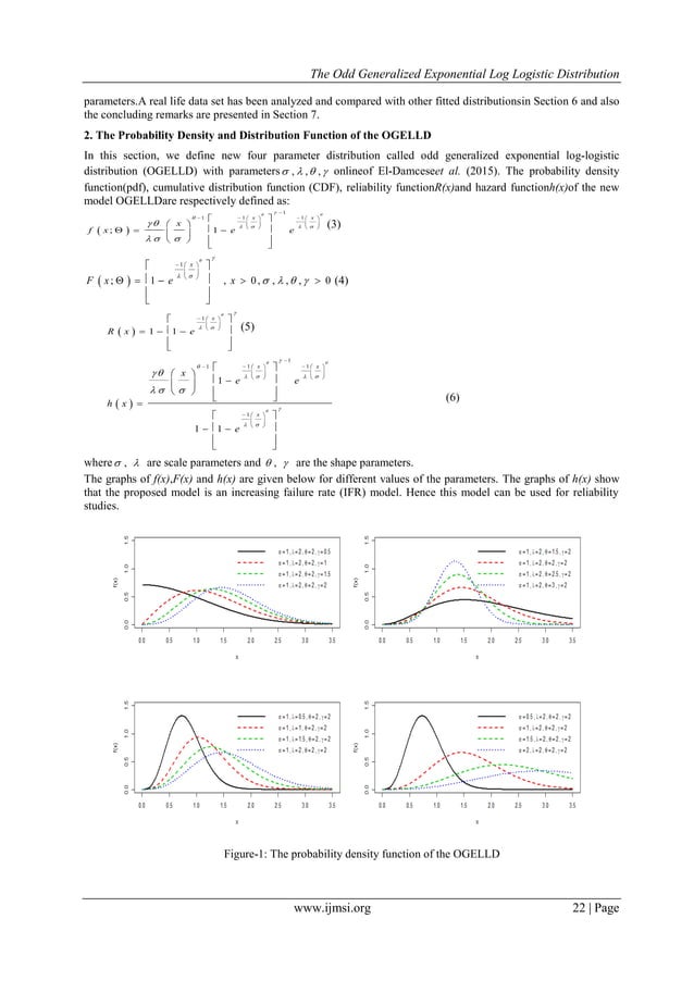 The Odd Generalized Exponential Log Logistic Distribution Pdf Science