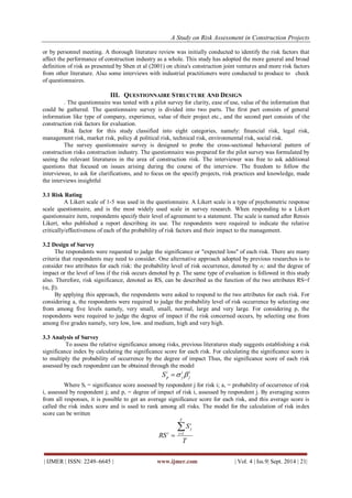 A Study on Risk Assessment in Construction Projects | PDF