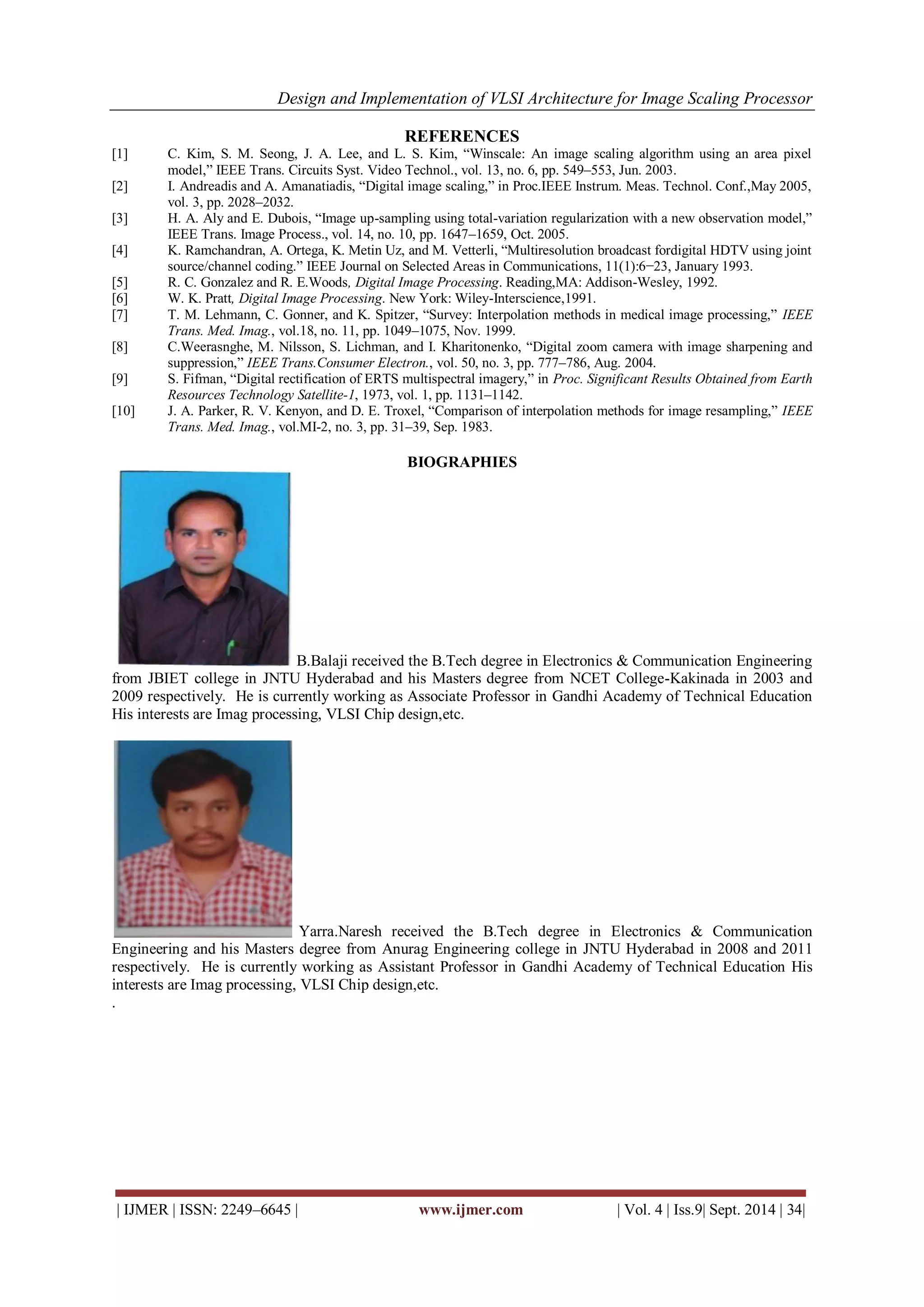 Design and Implementation of VLSI Architecture for Image Scaling Processor | PDF