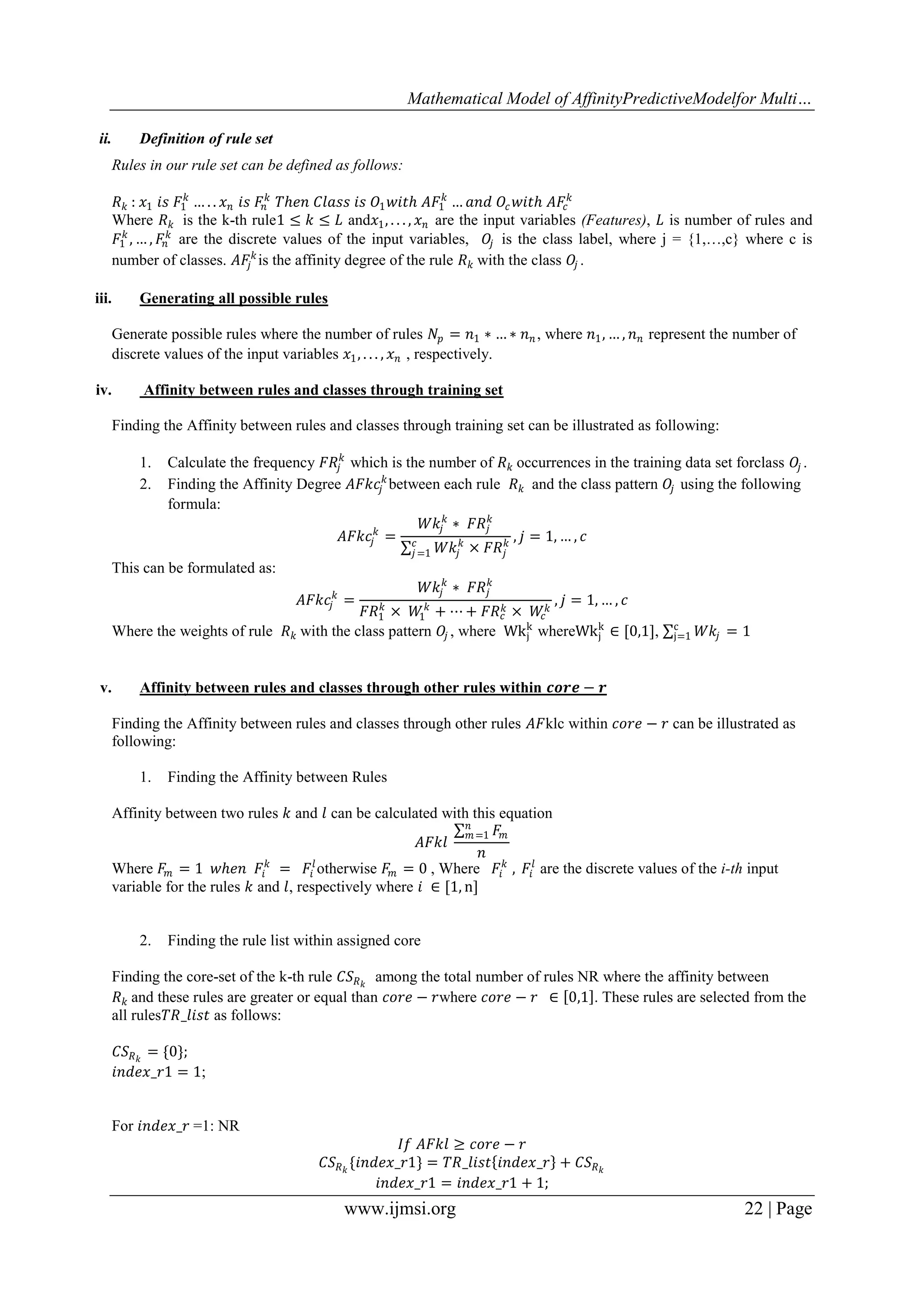 Mathematical Model of Affinity Predictive Model for Multi-Class Prediction | PDF