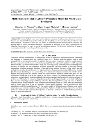 Mathematical Model of Affinity Predictive Model for Multi-Class Prediction | PDF