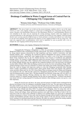 Drainage Condition in Water Logged Areas of Central Part in Chittagong City Corporation | PDF