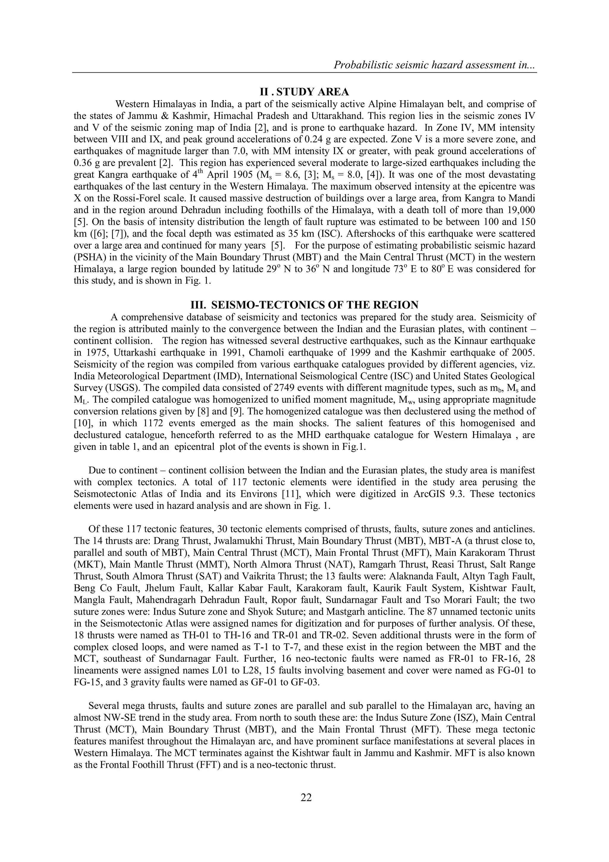 Probabilistic seismic hazard assessment in the vicinity of MBT and MCT in western Himalaya | PDF