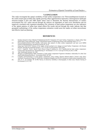 Estimation of Spatial Variability of Land Surface Temperature using Landsat 8 Imagery | PDF