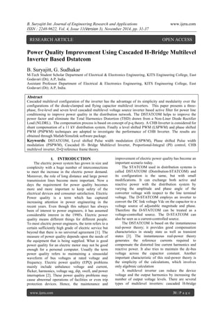 Power Quality Improvement Using Cascaded H-Bridge Multilevel Inverter Based Dstatcom | PDF