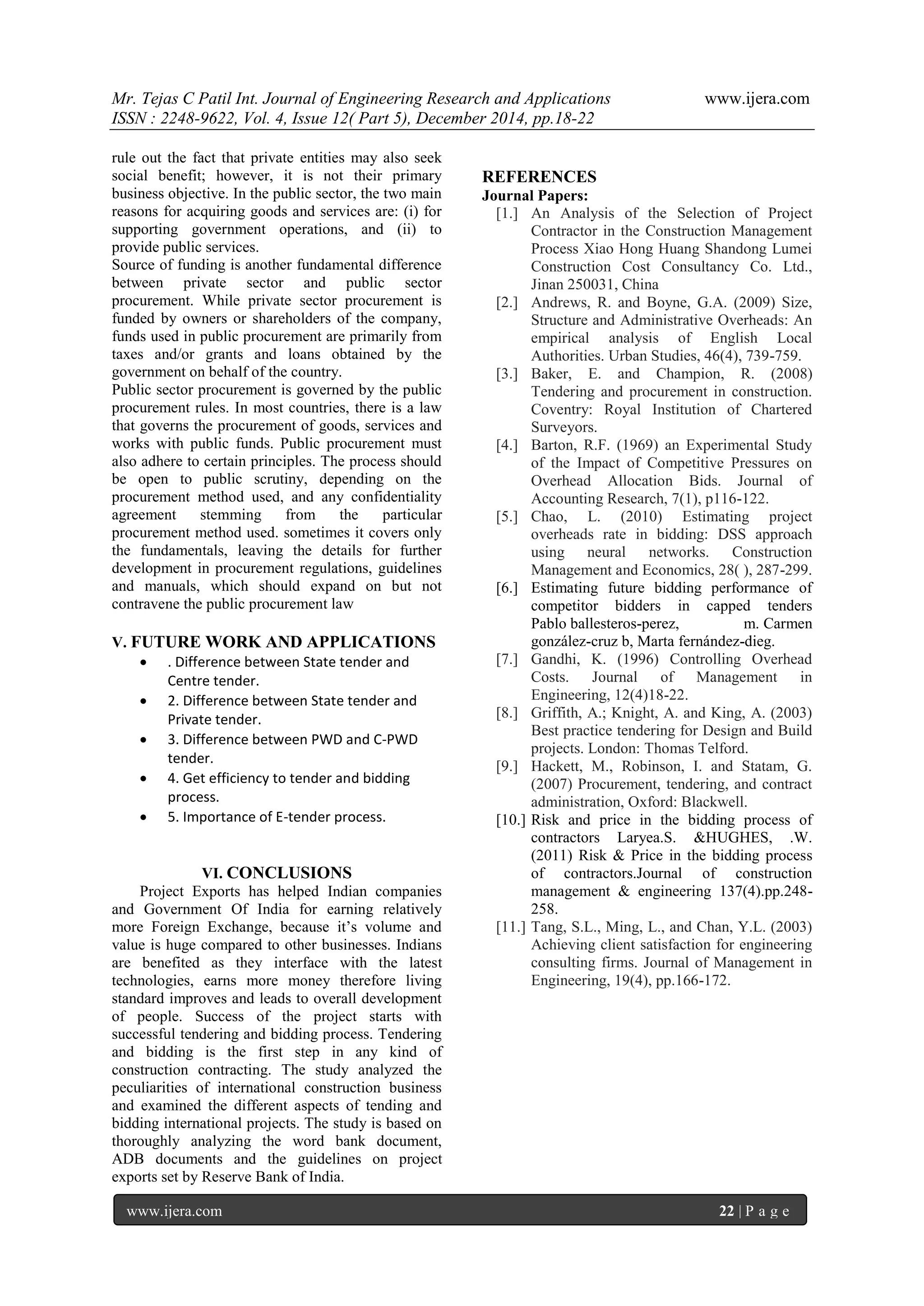 Tender and Bidding in Construction Projects | PDF