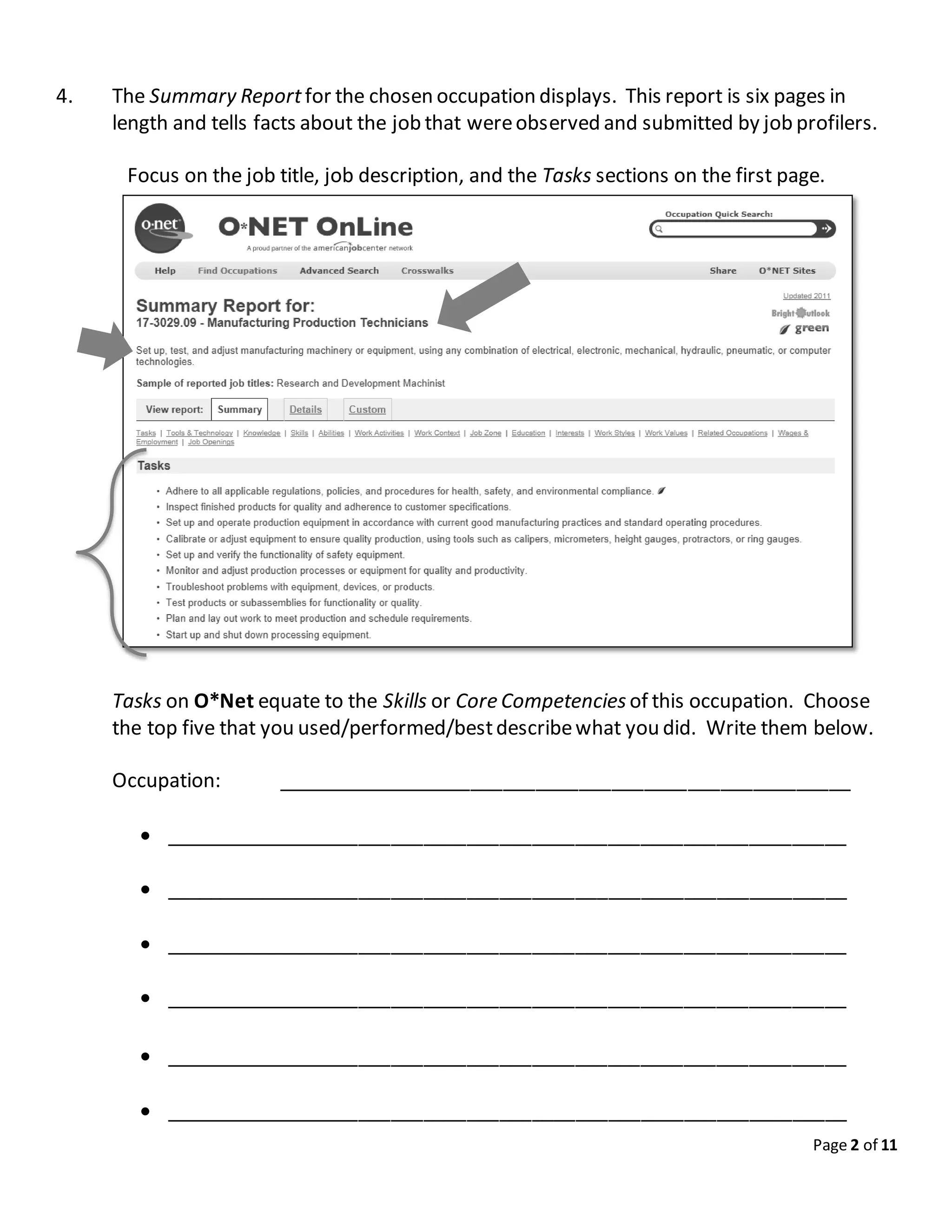 Job Skills Discovery Worksheet Using ONet_Skills ID | DOCX