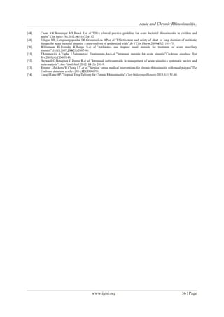 Acute and Chronic Rhinosinusitis, Pathophysiology and Treatment | PDF