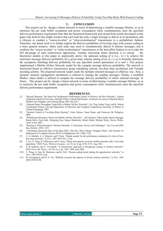 Manets: Increasing N-Messages Delivery Probability Using Two-Hop Relay with Erasure Coding | PDF