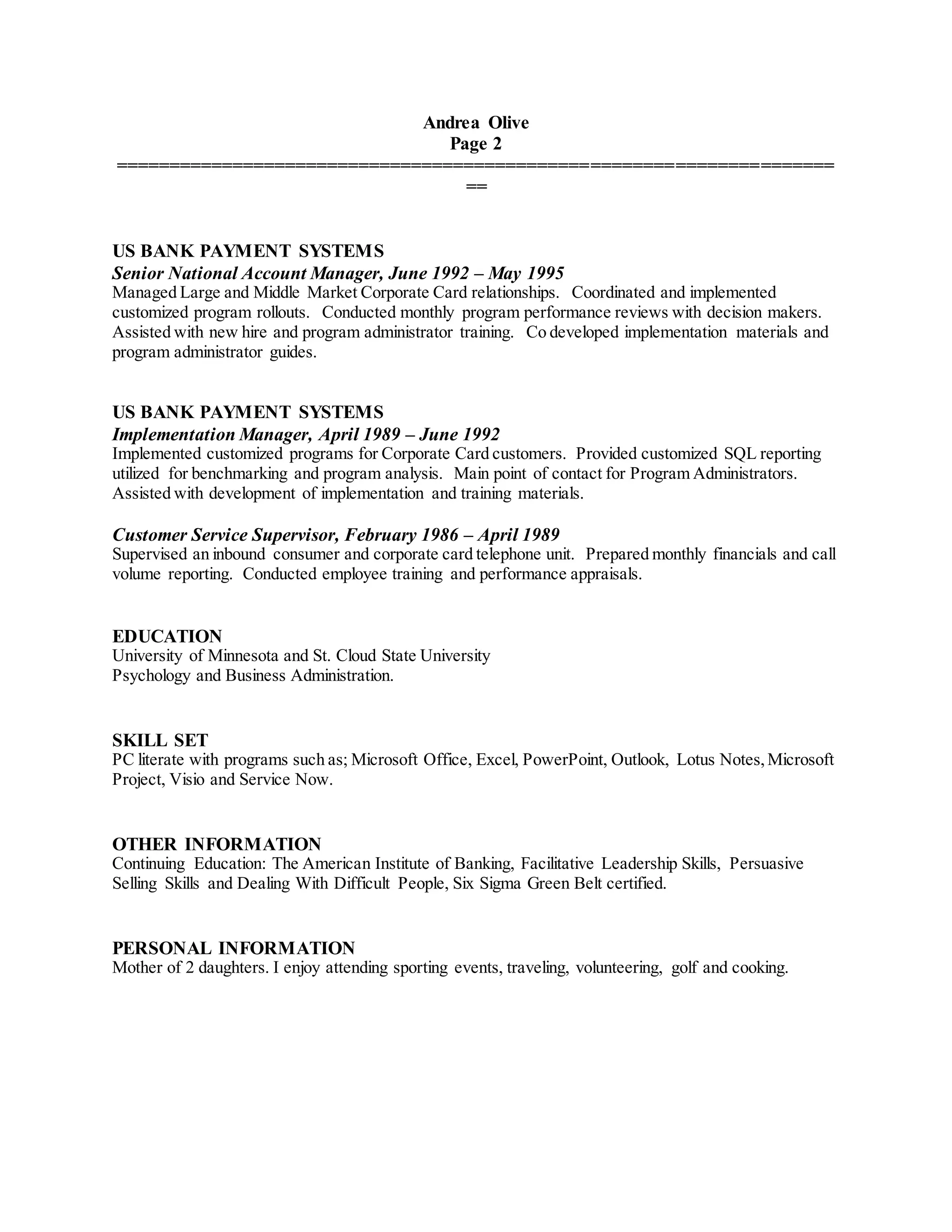 ANDREA OLIVE Resume | DOCX