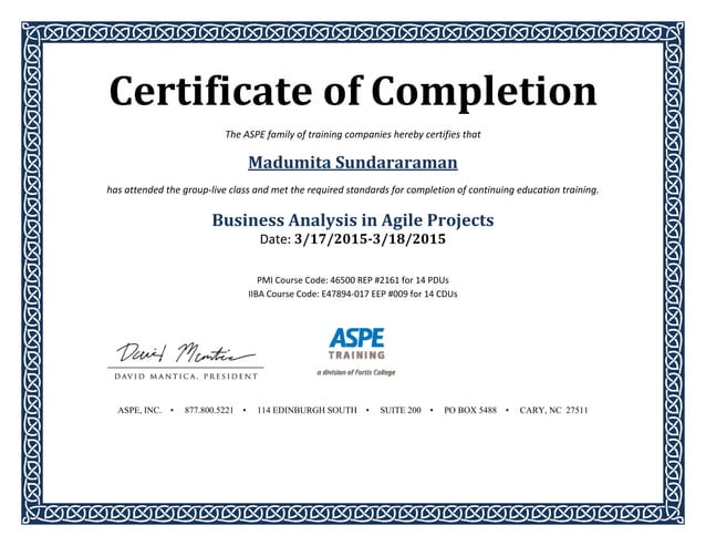 Certificate of Completion_Agile BSA | PDF