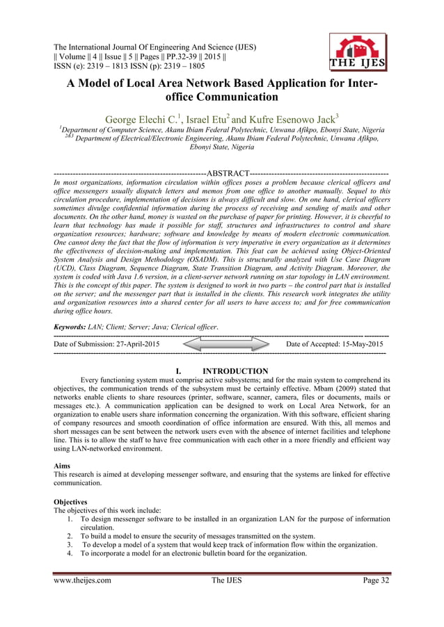 A Model of Local Area Network Based Application for Inter-office ...