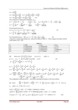 Numerical Solution Of Delay Differential Equations Using The Adomian Decomposition Method(ADM) | PDF