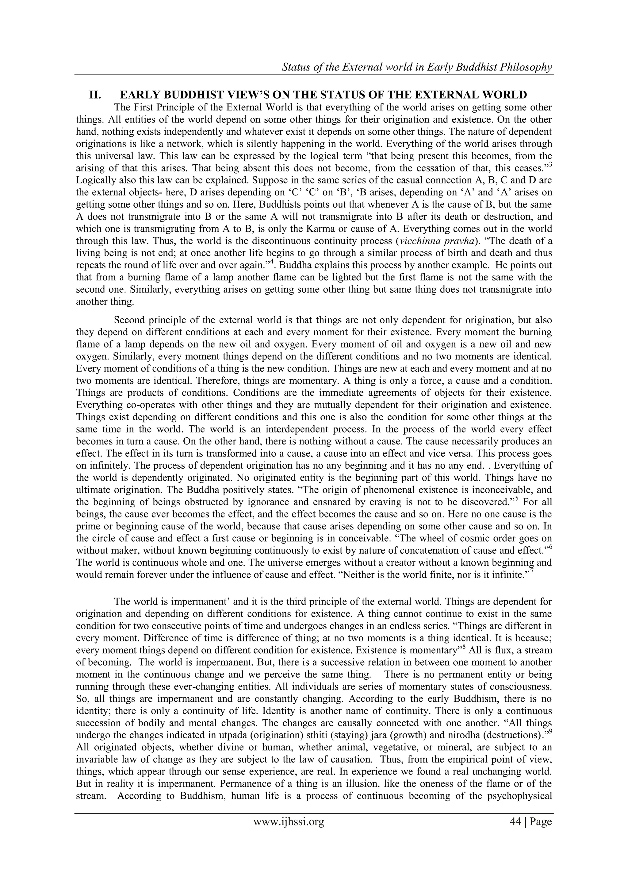 Status of the External world in Early Buddhist Philosophy | PDF