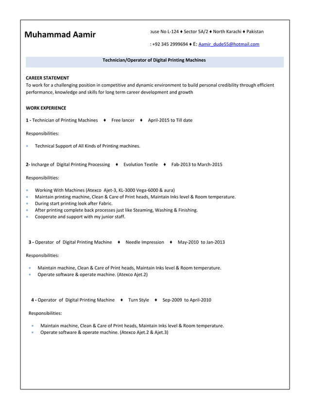 Aamir C.v | DOC | Technology & Computing