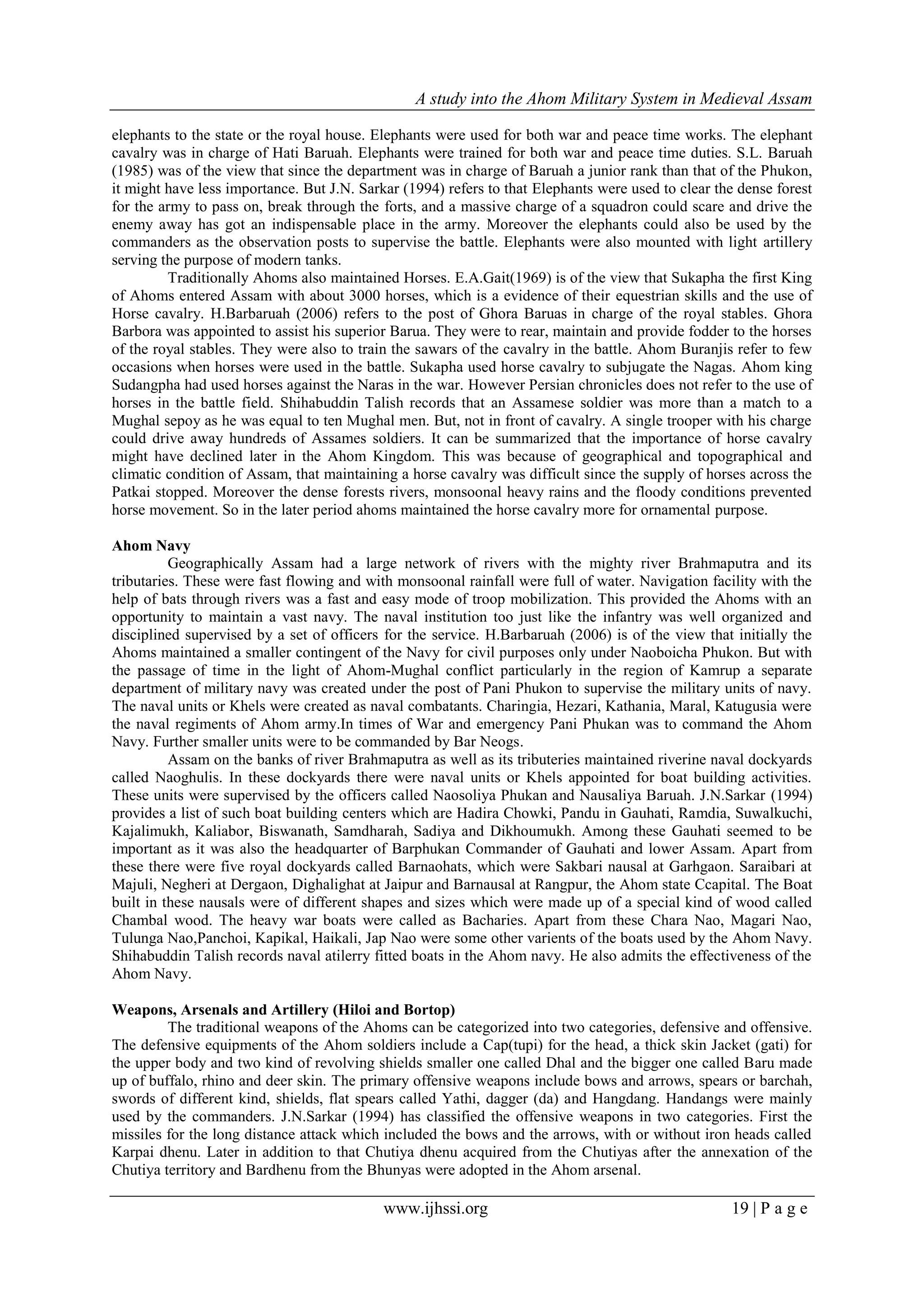A study into the Ahom Military System in Medieval Assam | PDF