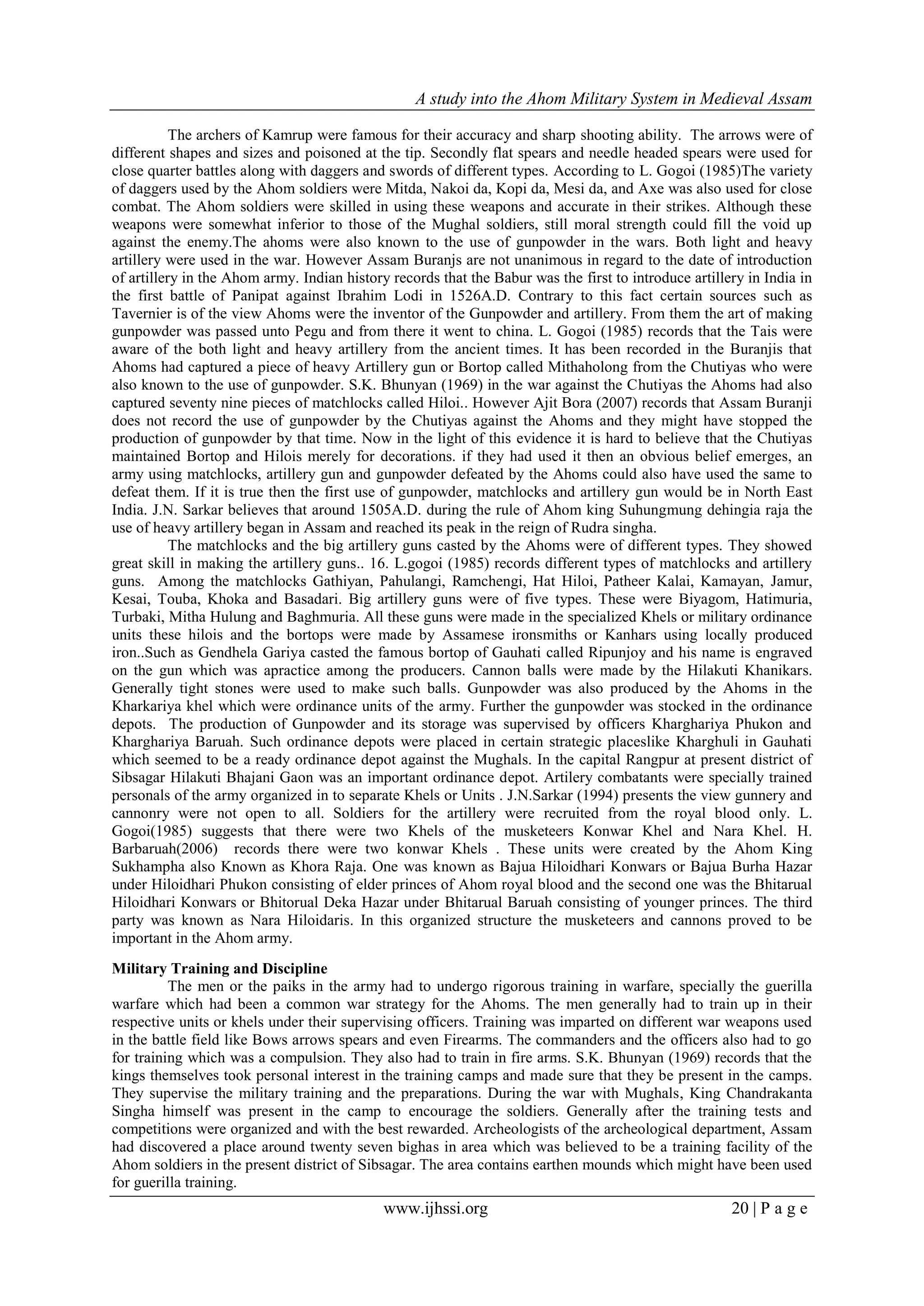 A study into the Ahom Military System in Medieval Assam | PDF