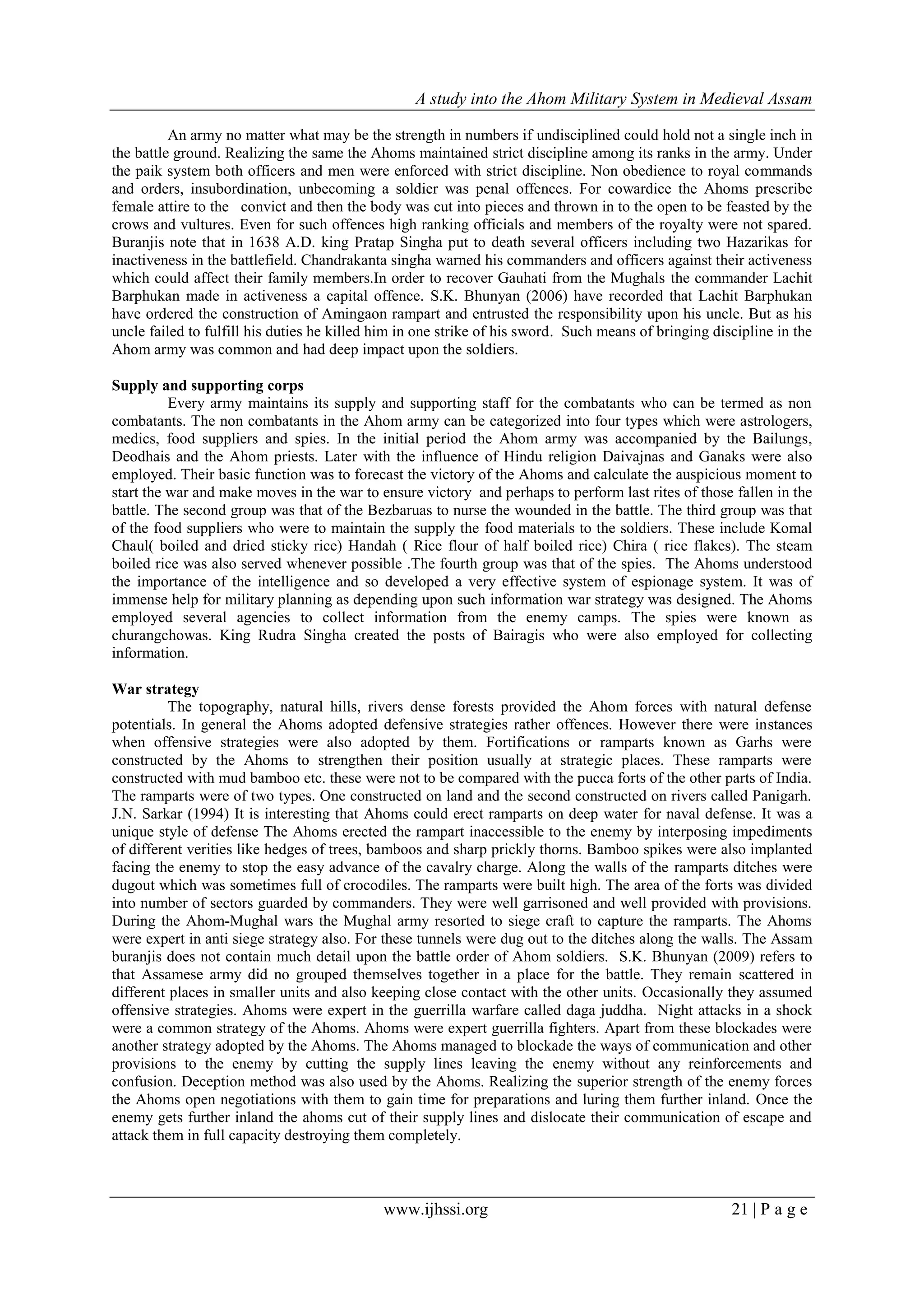 A study into the Ahom Military System in Medieval Assam | PDF