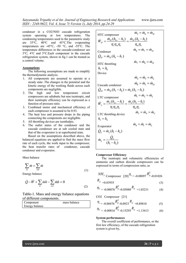 Thermodynamic Analysis of a Cascade Refrigeration System Based On Carbon Dioxide and Ammonia | PDF