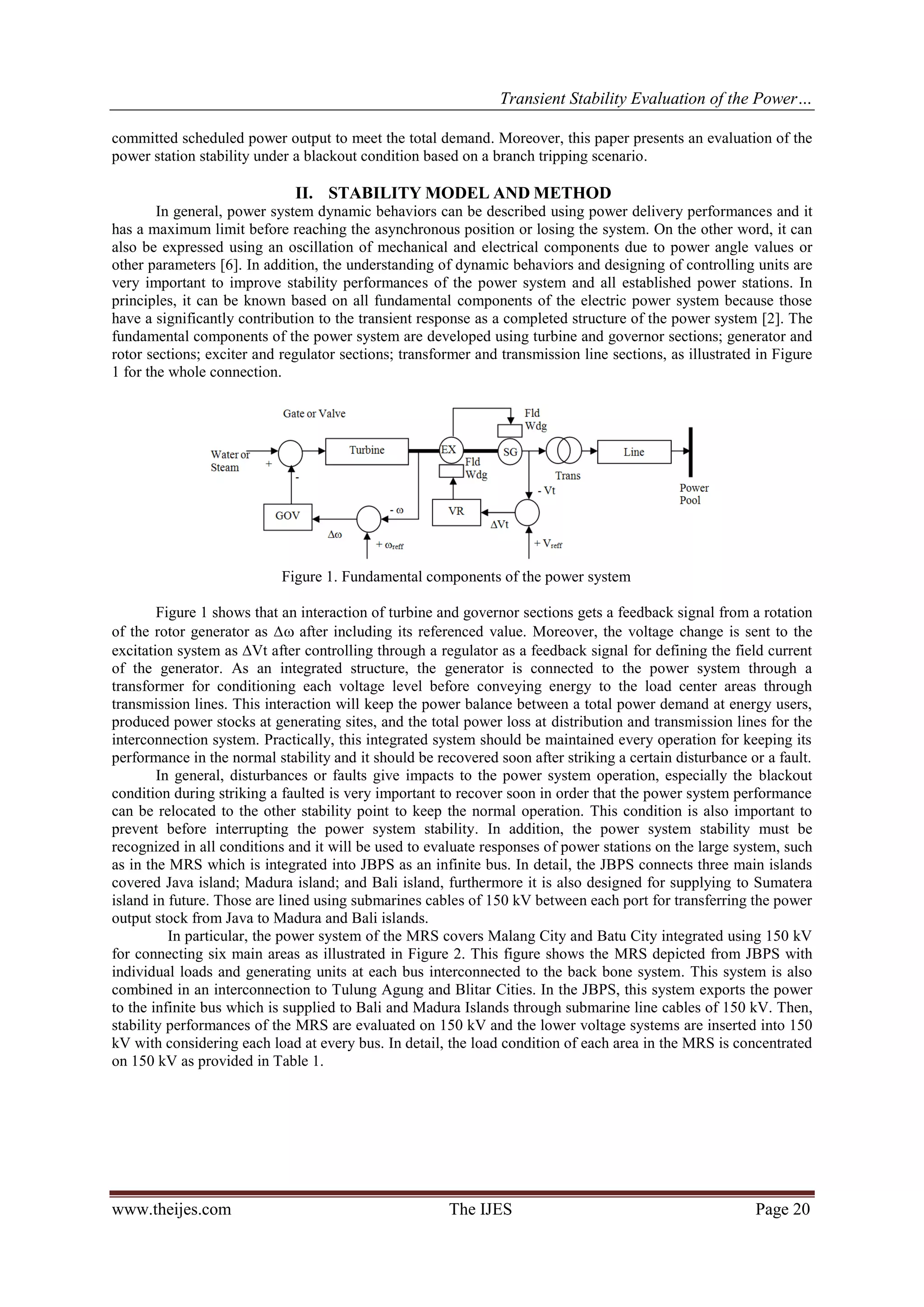 Transient Stability Evaluation of the Power Generation under a Blackout Condition based on the ...