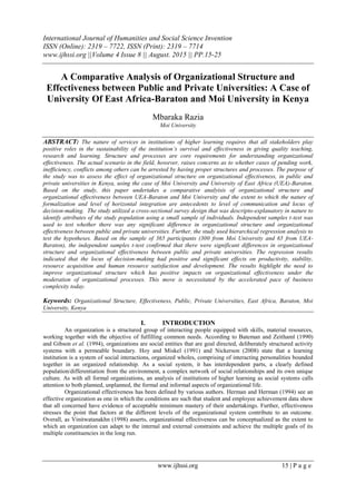 A Comparative Analysis of Organizational Structure and Effectiveness between Public and Private ...