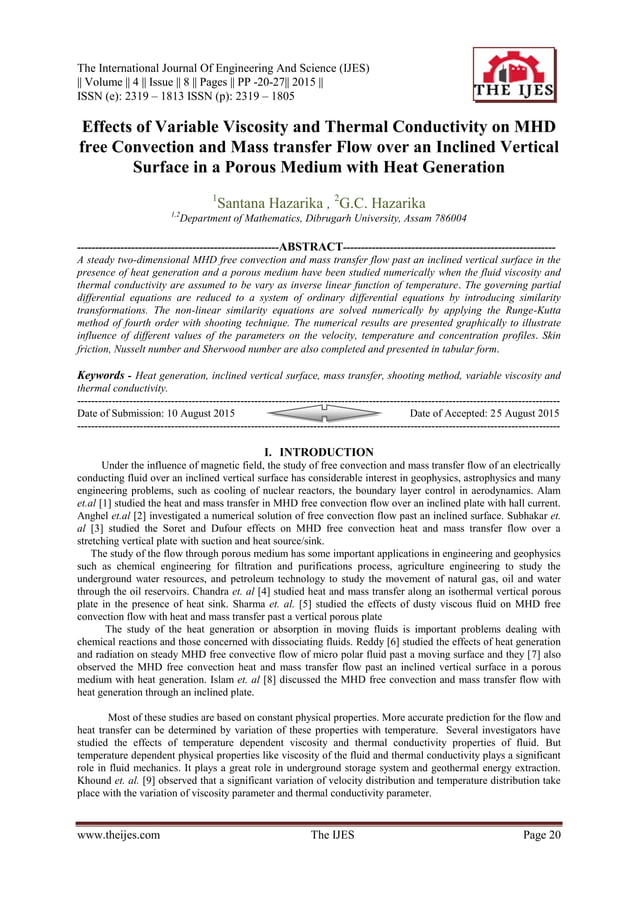 Effects of Variable Viscosity and Thermal Conductivity on MHD free Convection and Mass transfer ...