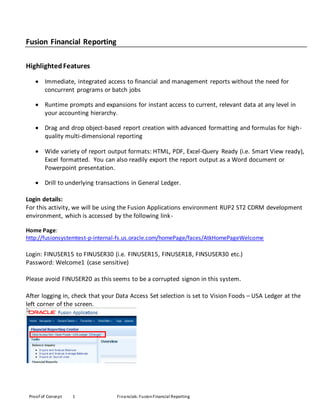 Fusion Financial Reporting and Analysis Proof of Concept | DOCX