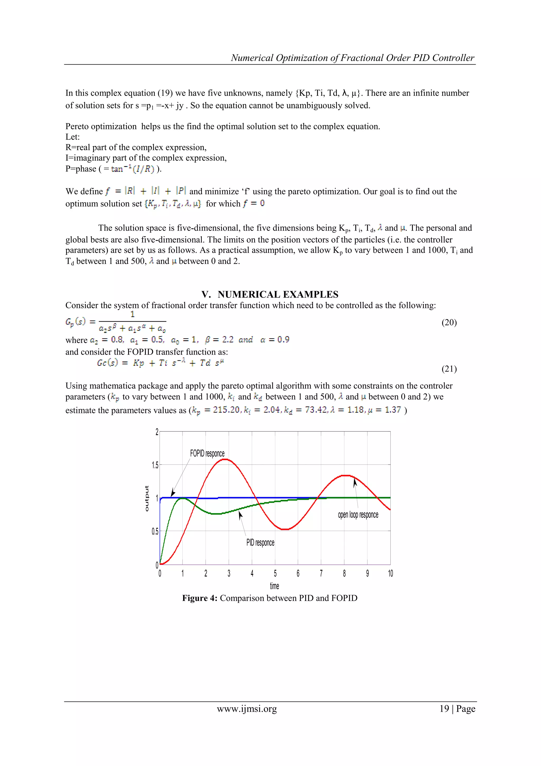 Numerical Optimization Of Fractional Order Pid Controller Pdf
