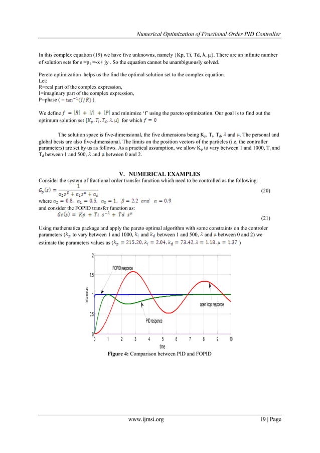 Numerical Optimization Of Fractional Order Pid Controller Pdf
