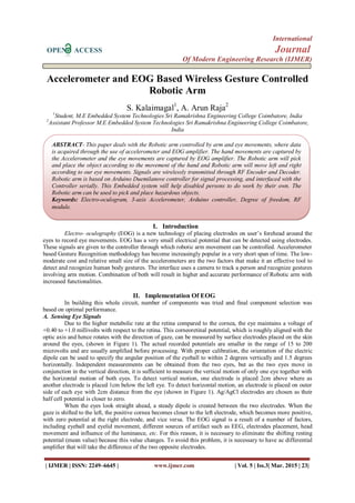 Accelerometer and EOG Based Wireless Gesture Controlled Robotic Arm | PDF | Robotics ...