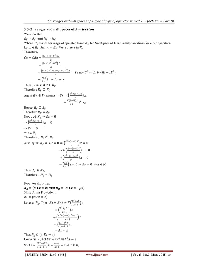 On ranges and null spaces of a special type of operator named 𝝀 − ...