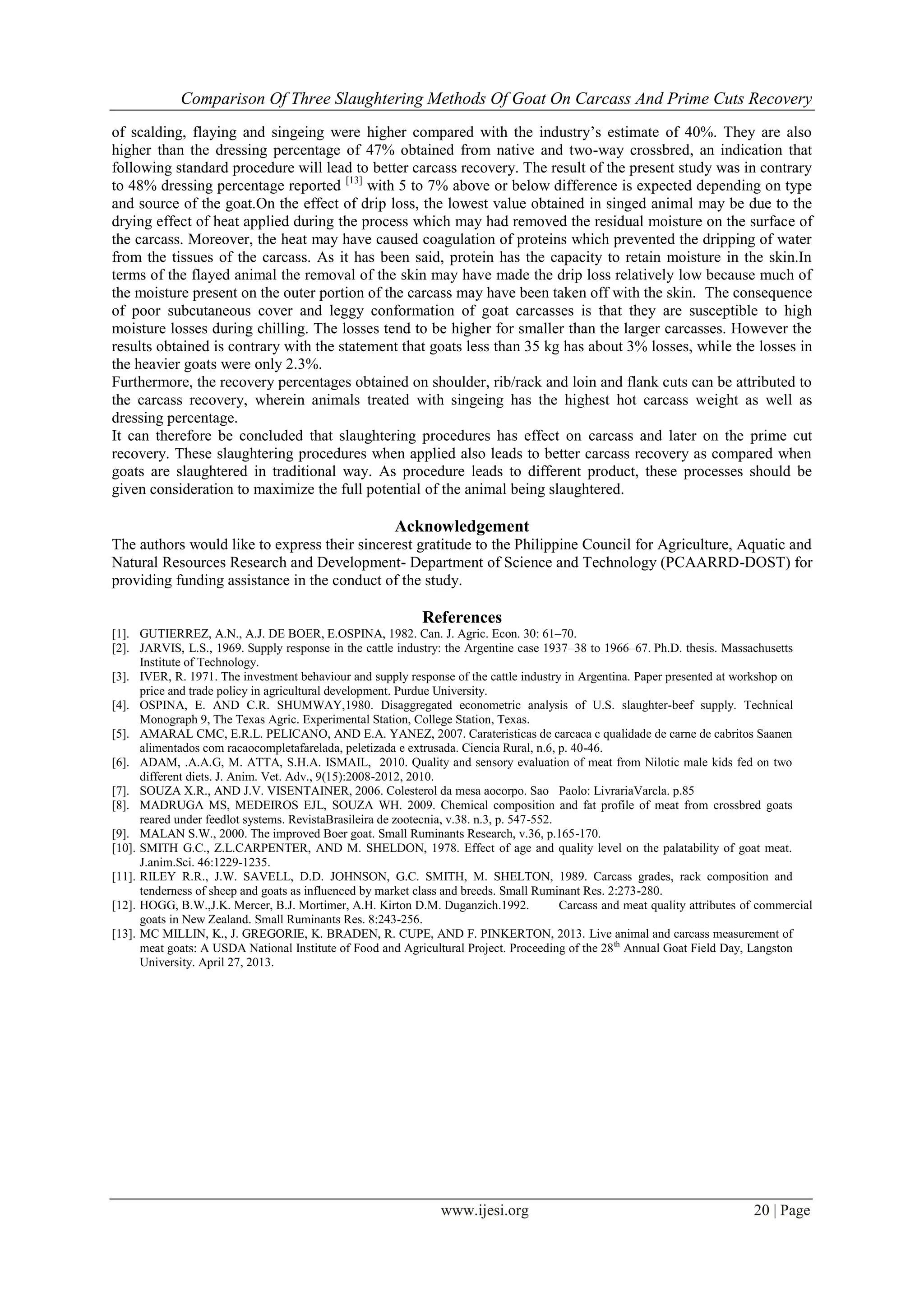 Comparison of Three Slaughtering Methods of Goat on Carcass and Prime ...