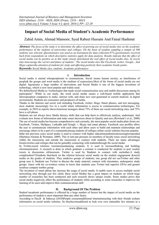 Impact of Social Media of Student’s Academic Performance | PDF | Social ...