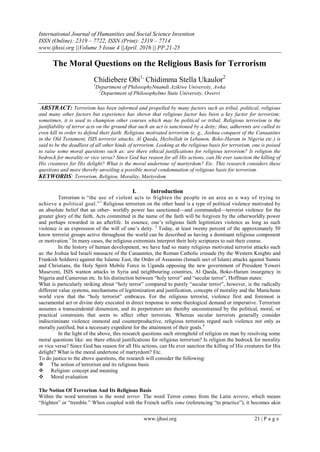 The Moral Questions on the Religious Basis for Terrorism | PDF