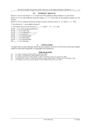 On Some Notable Properties of Zero Divisors in the Ring of Integers Modulo m ( m , +, ×) | PDF