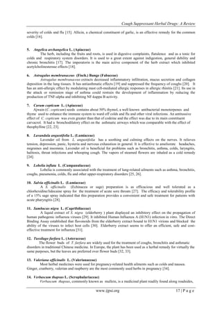 Cough Suppressant Herbal Drugs: A Review | PDF