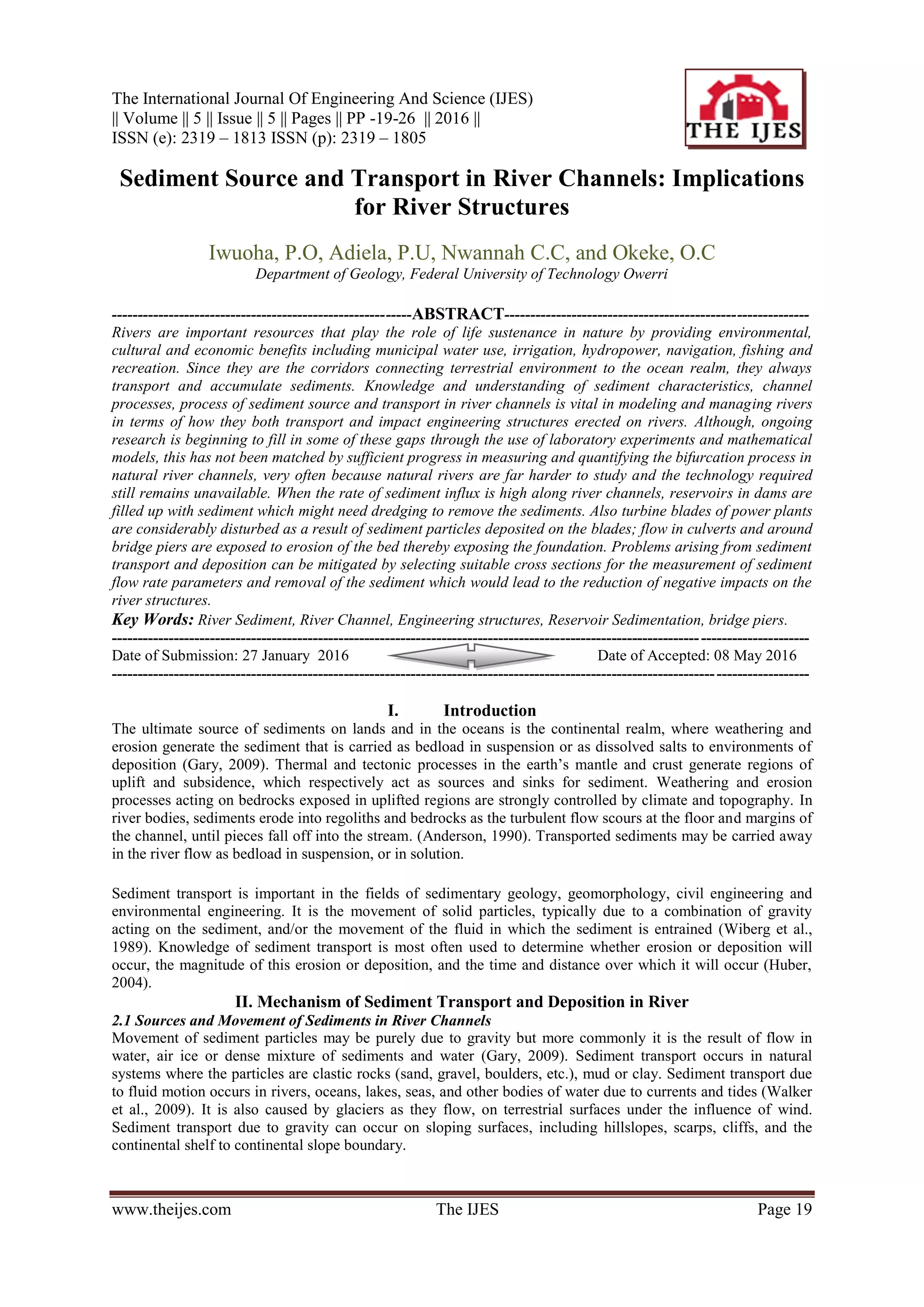 Sediment Source and Transport in River Channels: Implications for River ...