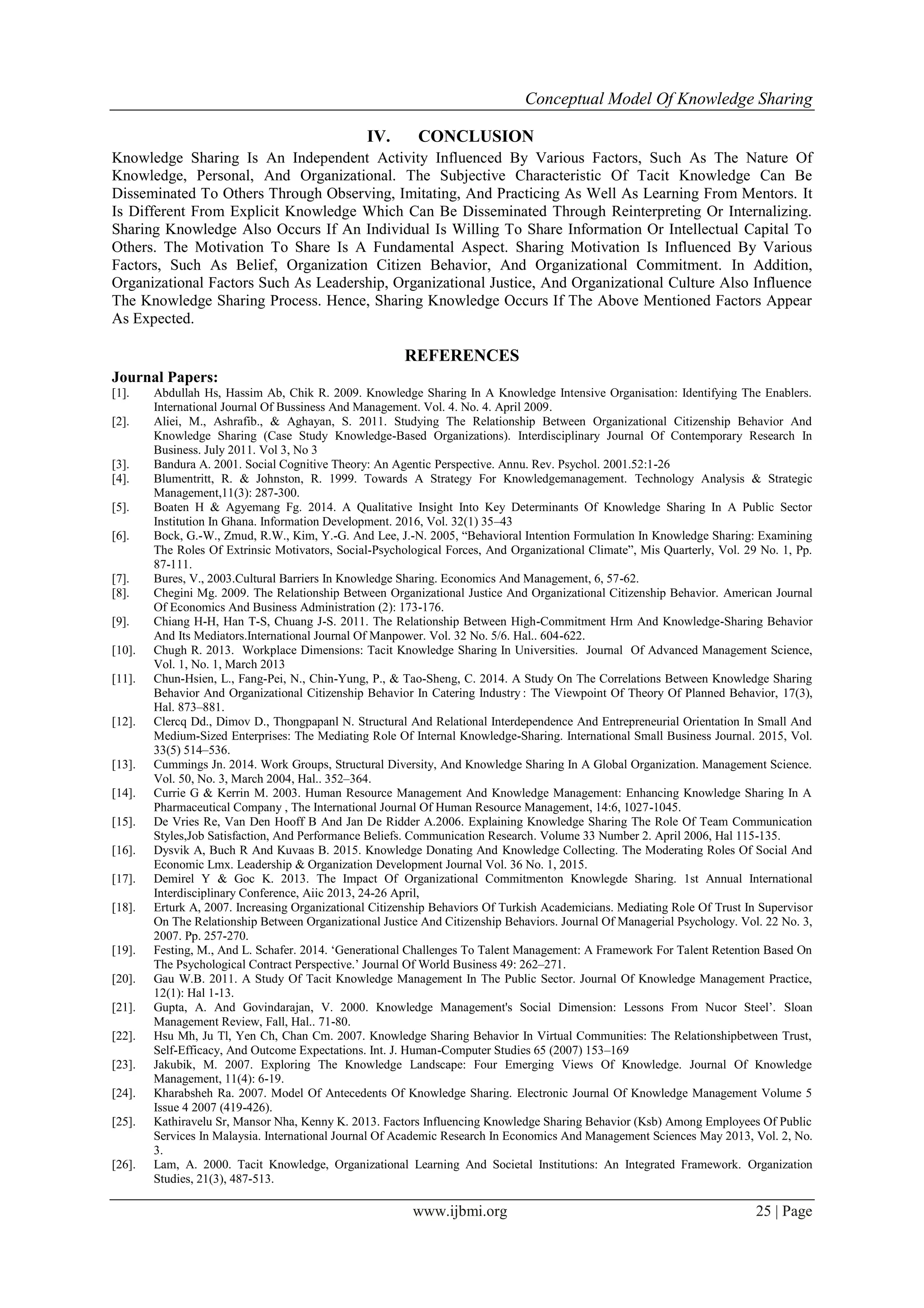 Conceptual Model of Knowledge Sharing | PDF