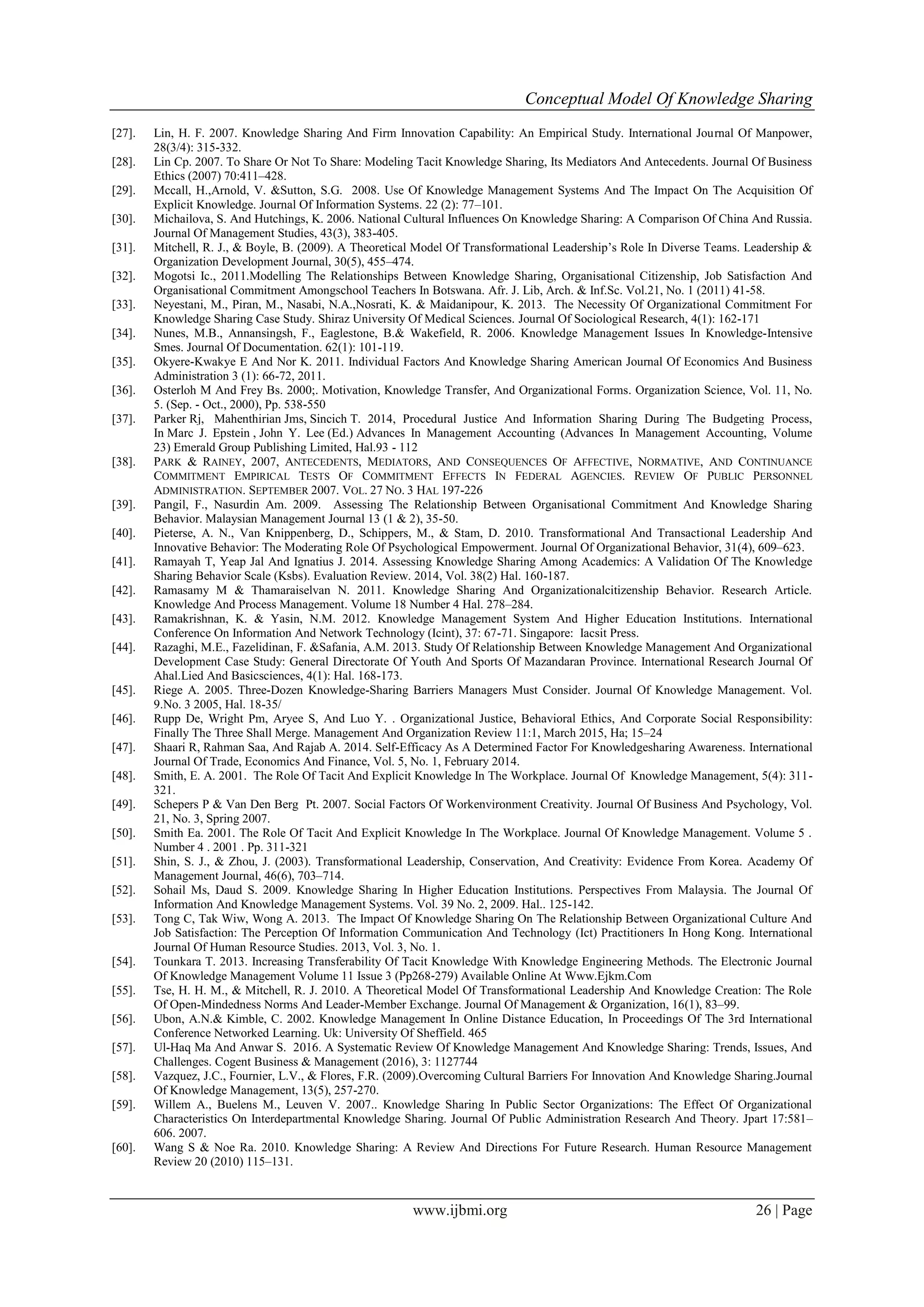 Conceptual Model of Knowledge Sharing | PDF