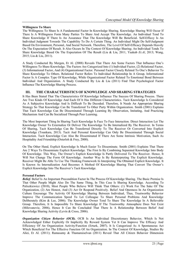 Conceptual Model of Knowledge Sharing | PDF