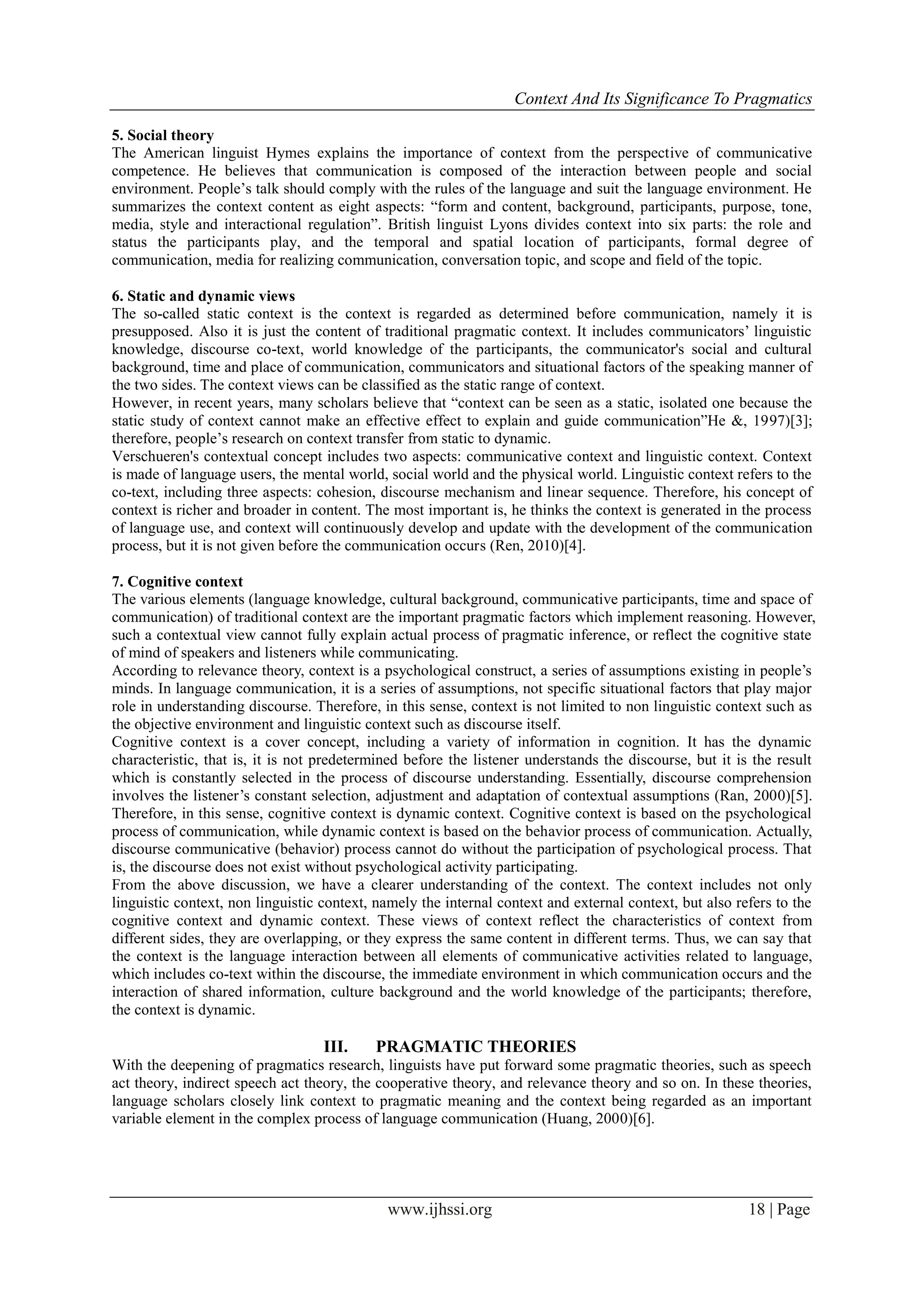 Context and Its Significance to Pragmatics | PDF