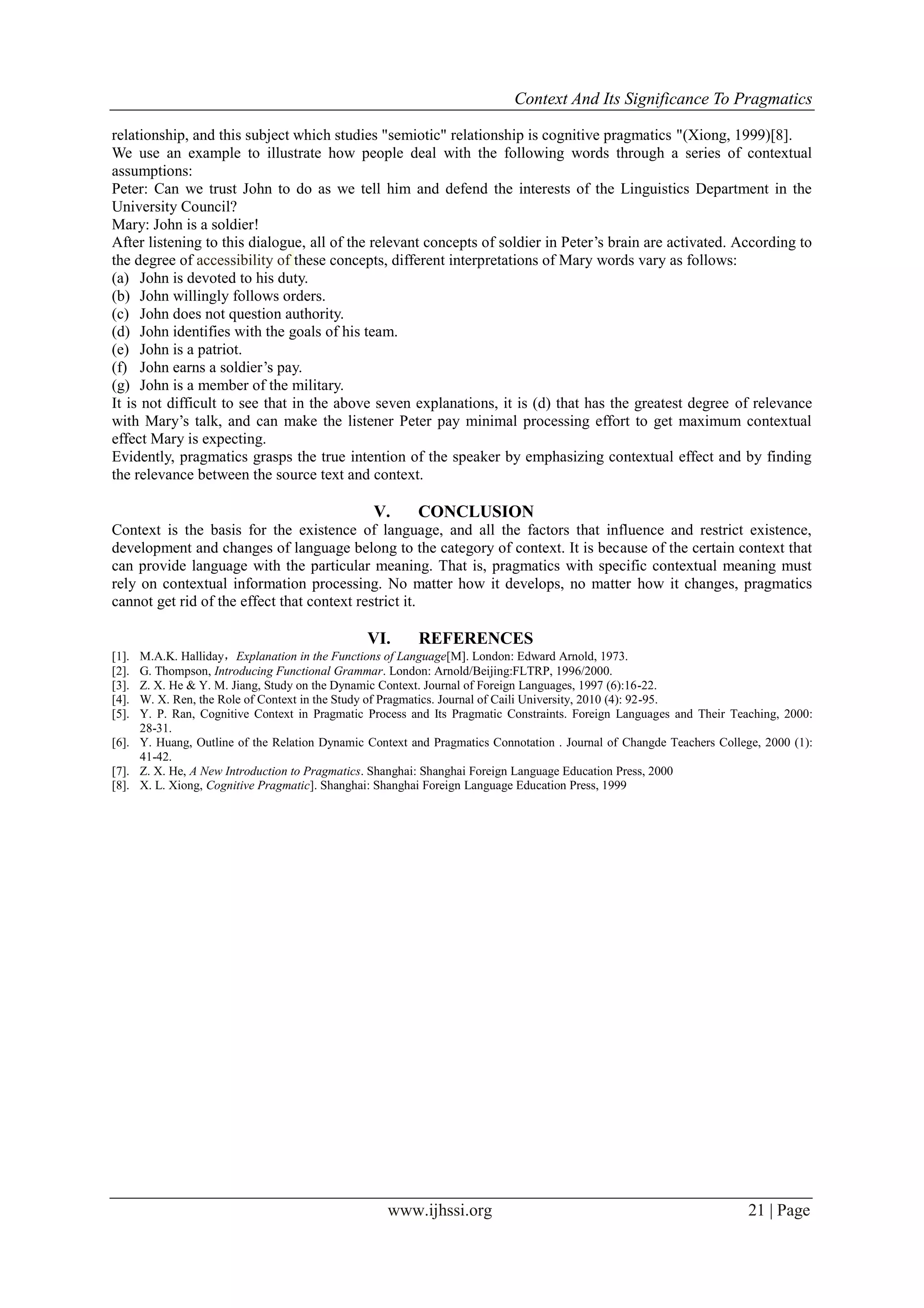 Context and Its Significance to Pragmatics | PDF