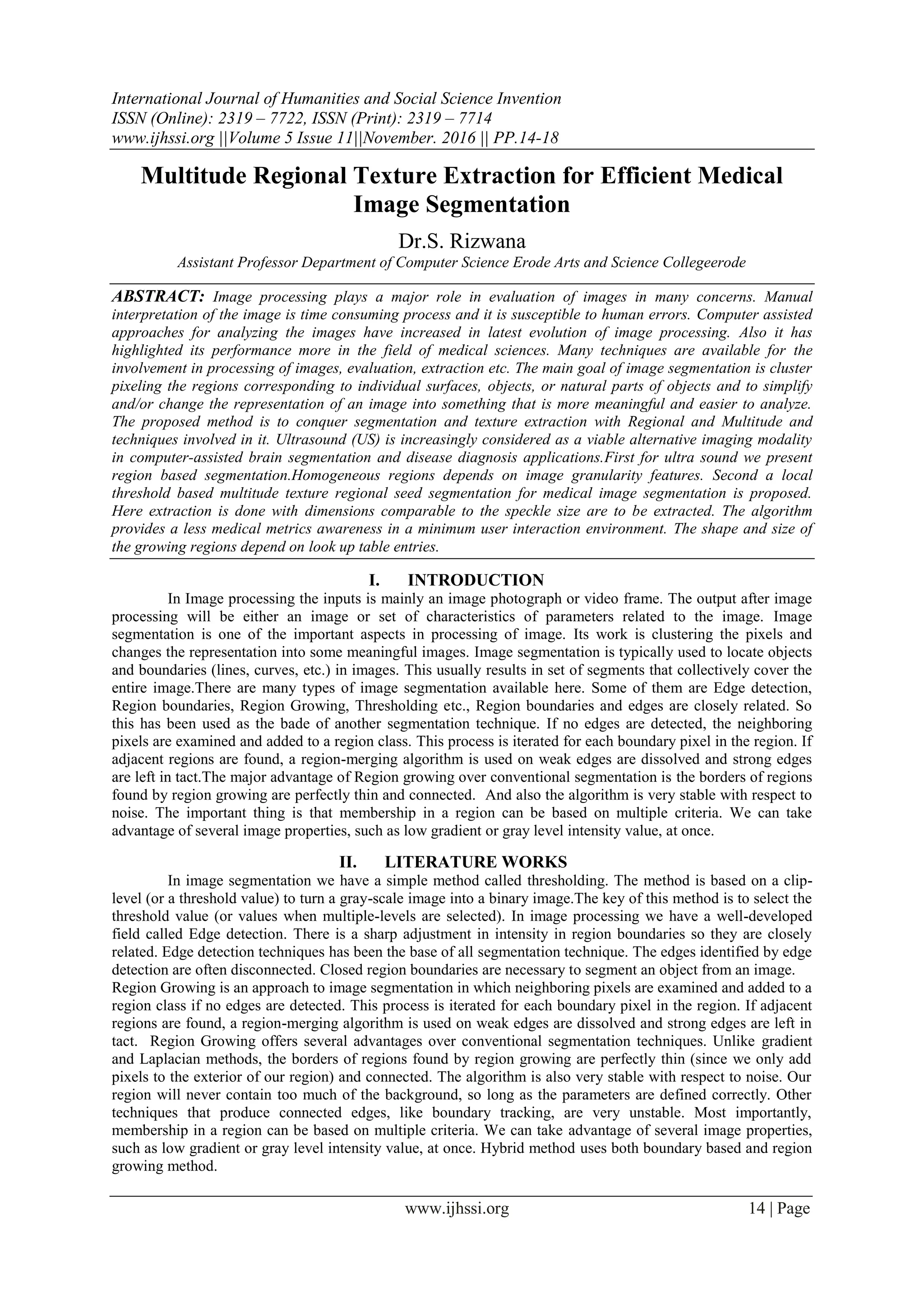 Multitude Regional Texture Extraction for Efficient Medical Image Segmentation | PDF | Photo ...