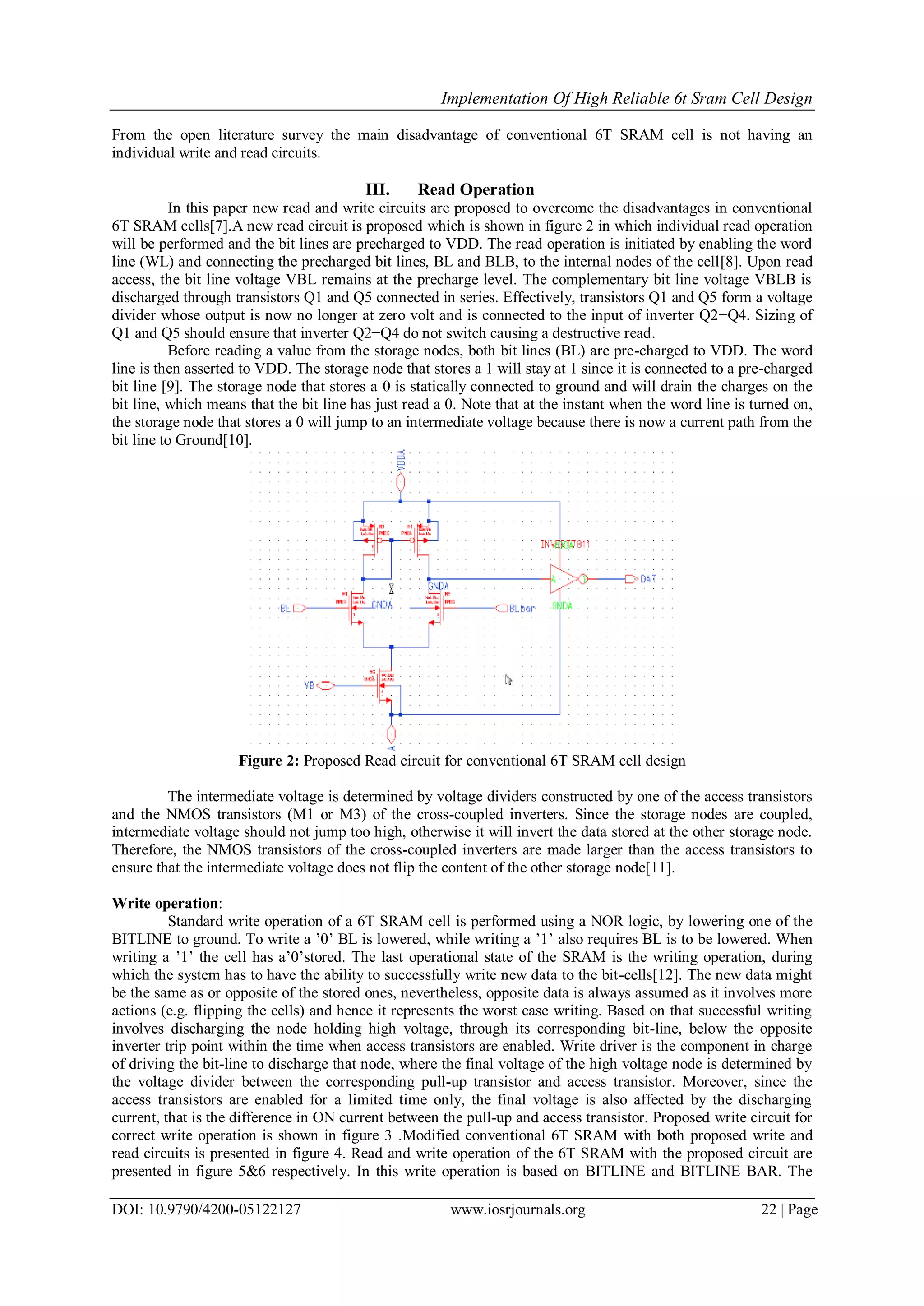 Implementation of High Reliable 6T SRAM Cell Design | PDF