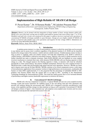 Implementation of High Reliable 6T SRAM Cell Design | PDF