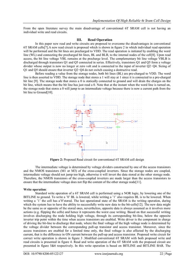 Implementation of High Reliable 6T SRAM Cell Design | PDF | Data Storage and Warehousing | Computing
