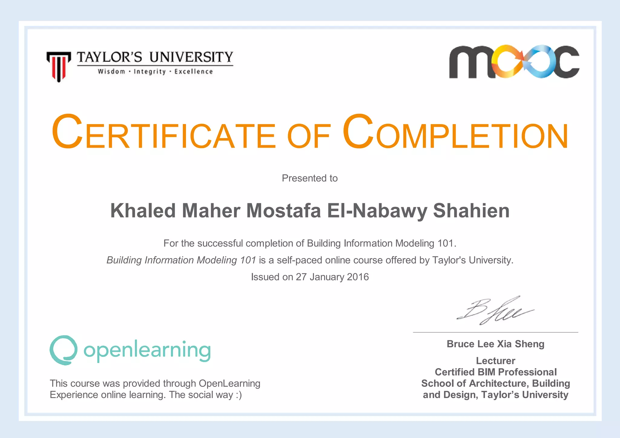Certificate BIM 101 | PDF | Professional School | Postgraduate Education