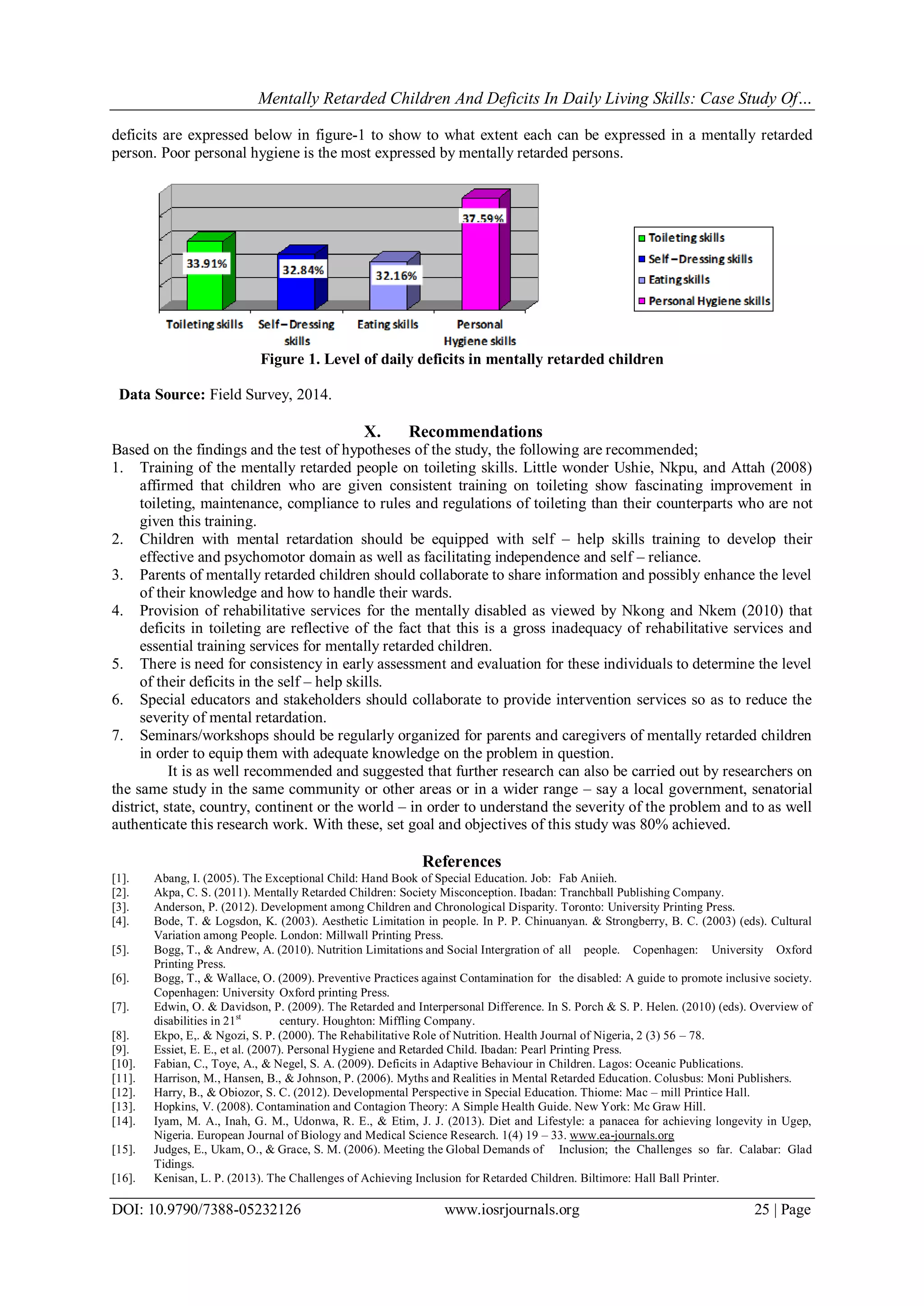 Mentally Retarded Children and Deficits in Daily Living Skills: Case ...